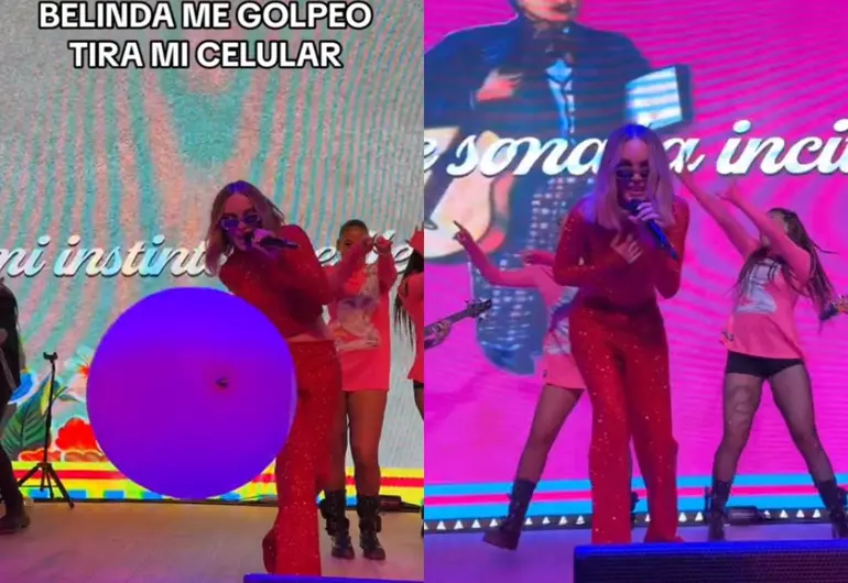 VIDEO: Belinda golpea a un fan durante su concierto y le tira su celular