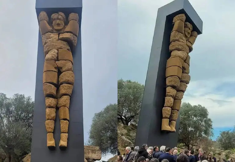 Gigantesca estatua de Telamón regresa al Valle de los Templos en Sicilia