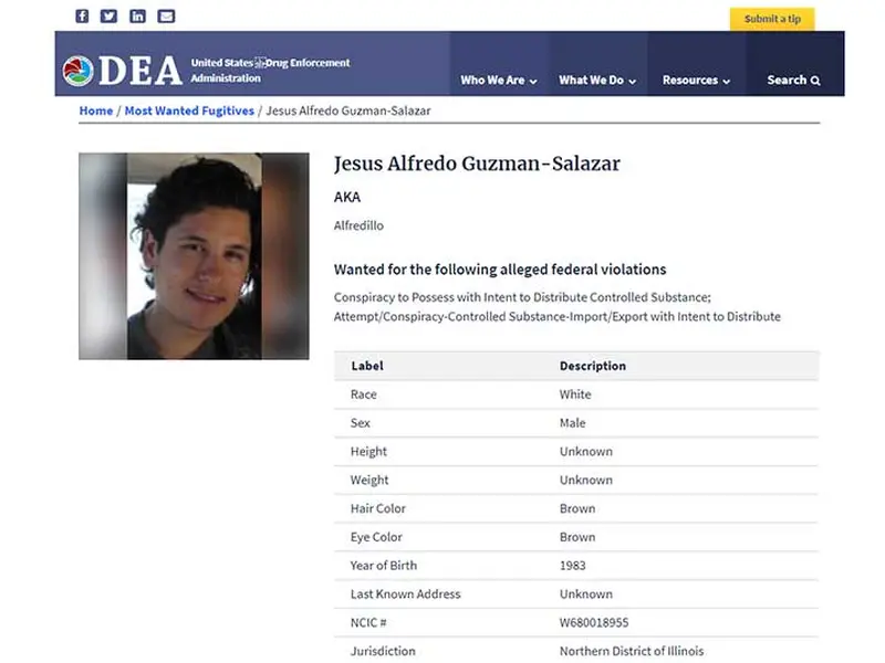 ‘Alfredillo’ Guzmán Salazar entre los 10 más buscados por la DEA