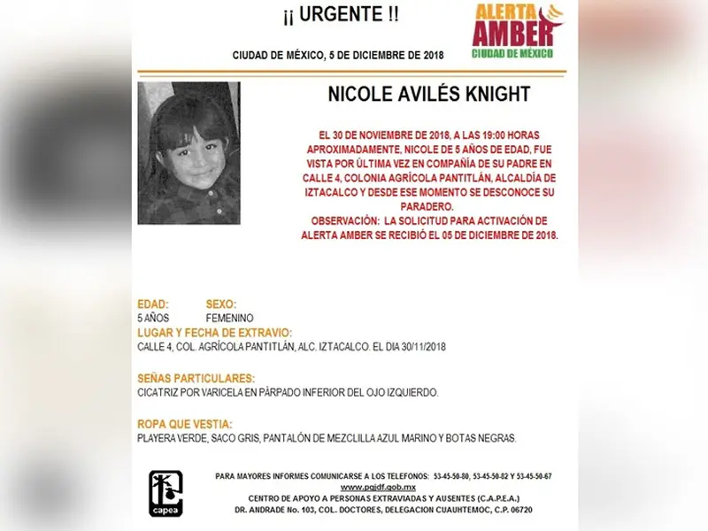 Alerta Amber: Ayuda a Nicole Avilés a volver a casa