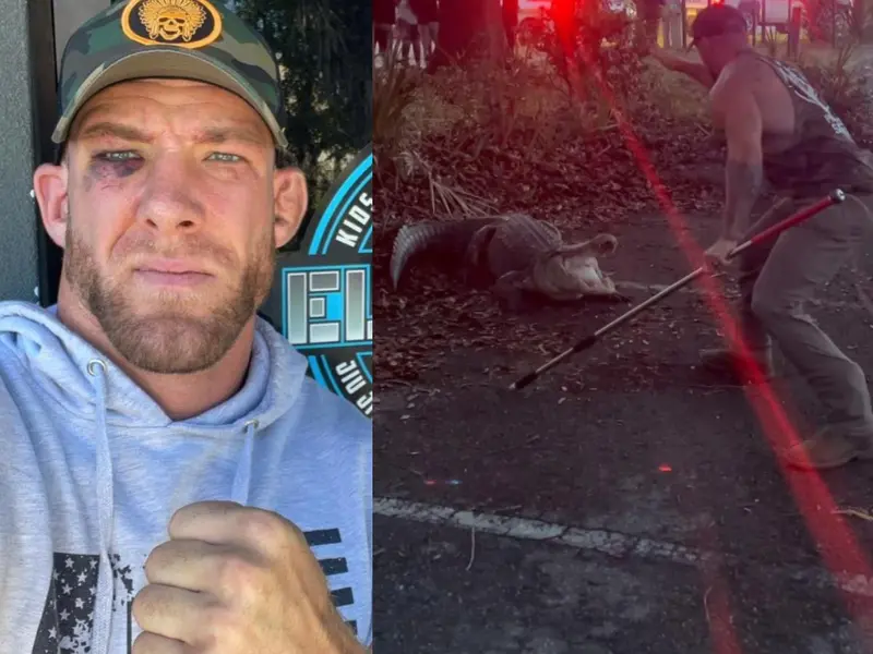 Luchador de artes marciales mixtas atrapa caimán en primaria