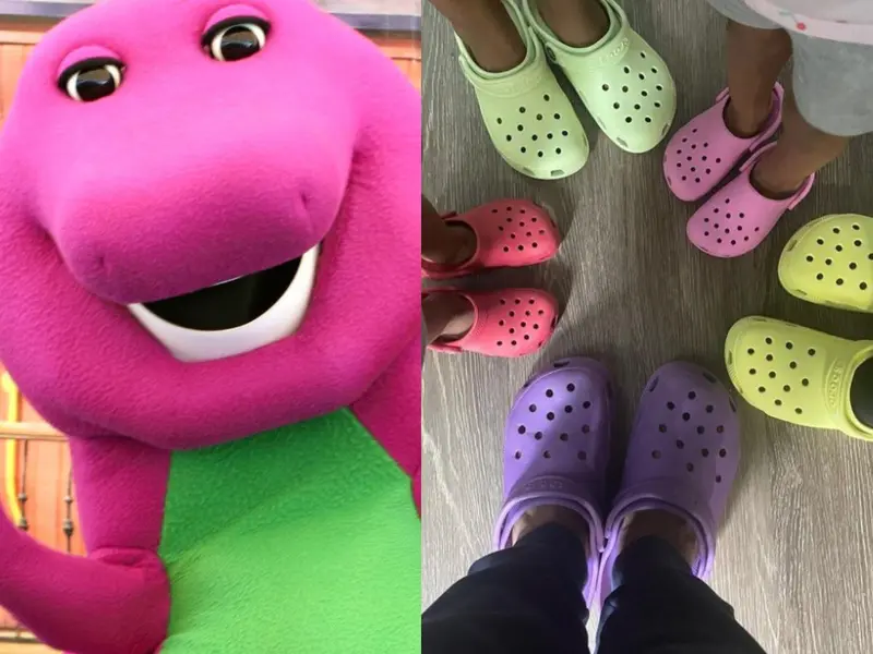Barney ya tiene sus propias Crocs; checa las fotos