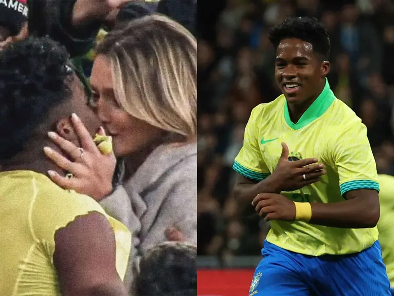 VIDEO: ¡Viva el amor! Endrick besó a su novia modelo tras gol con Brasil