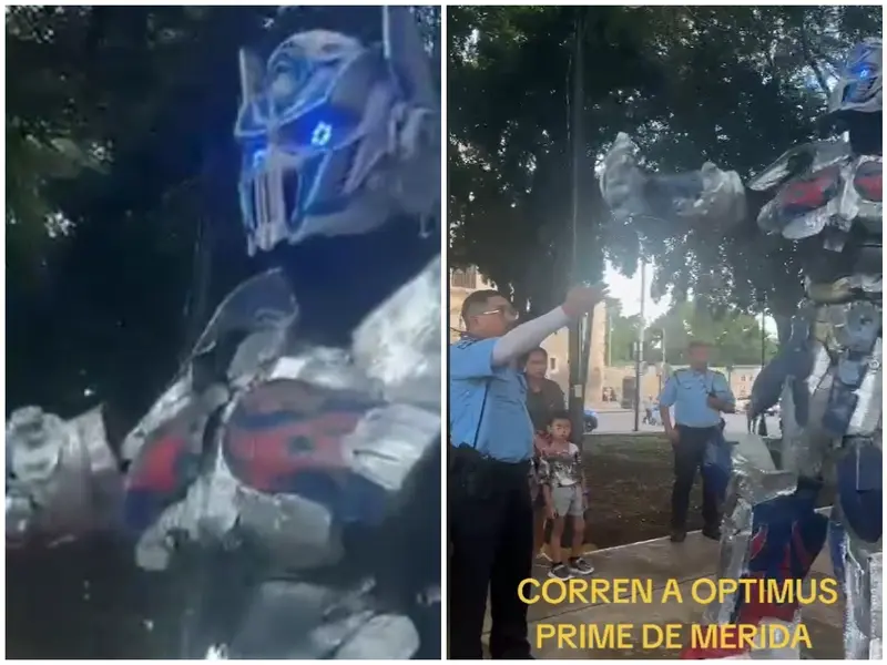Optimus Prime se enfrenta a policías de Mérida, VIDEO