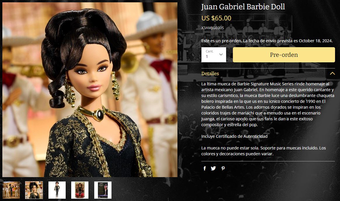 FOTOS: Así es la Barbie inspirada en Juan Gabriel, ¿cuánto cuesta?