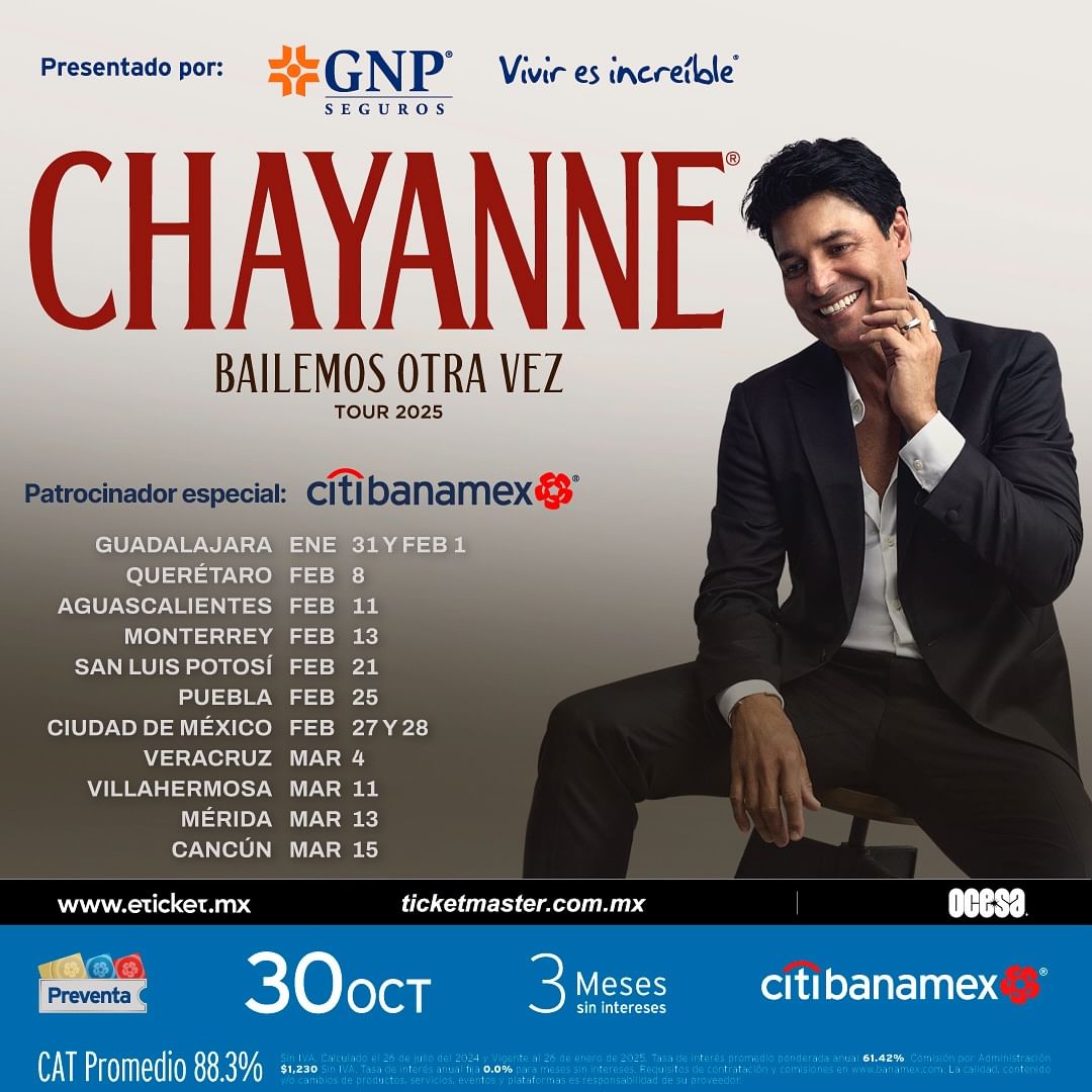 Chayanne en México: precio de boletos para conciertos en CDMX y Guadalajara